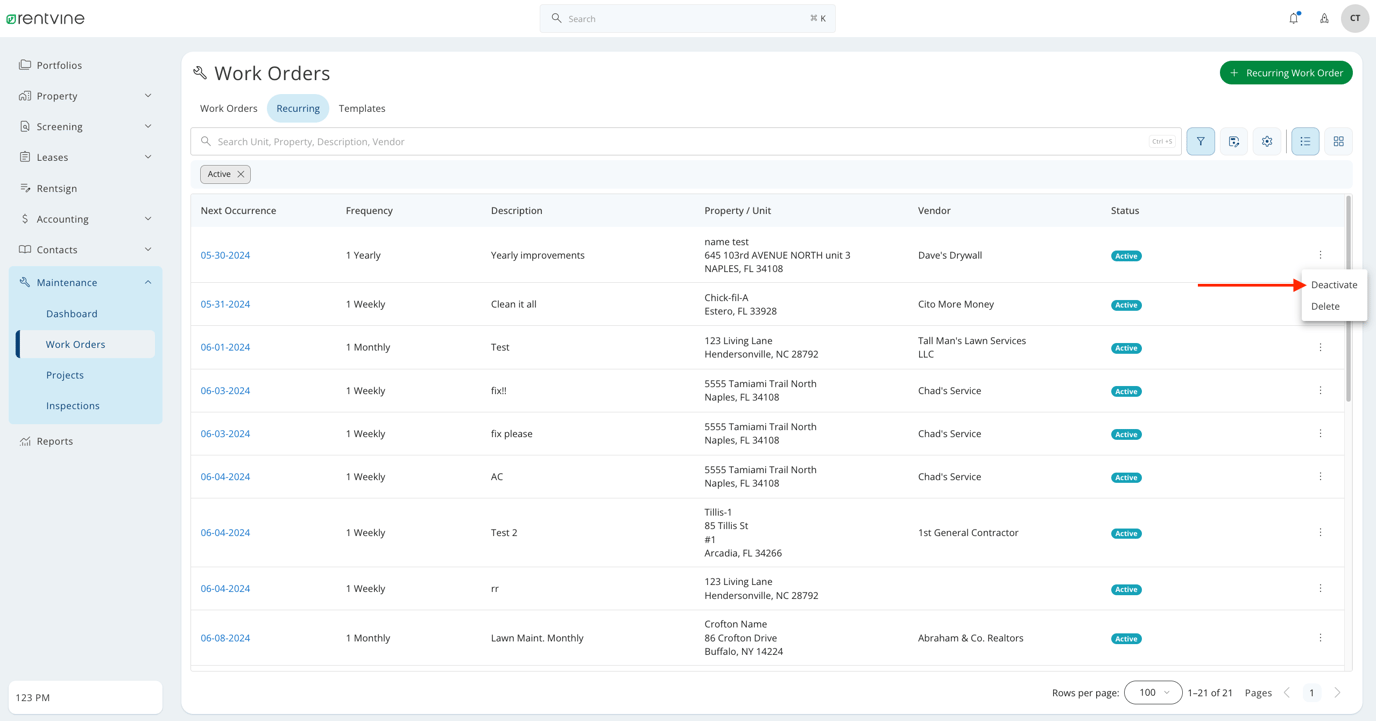 How To Create a Recurring Work Order